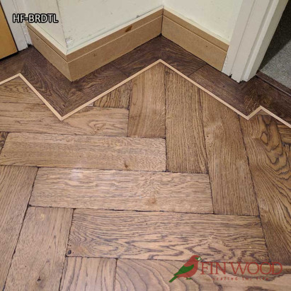 Herringbone flooring with border and tramline #CraftedForLife
